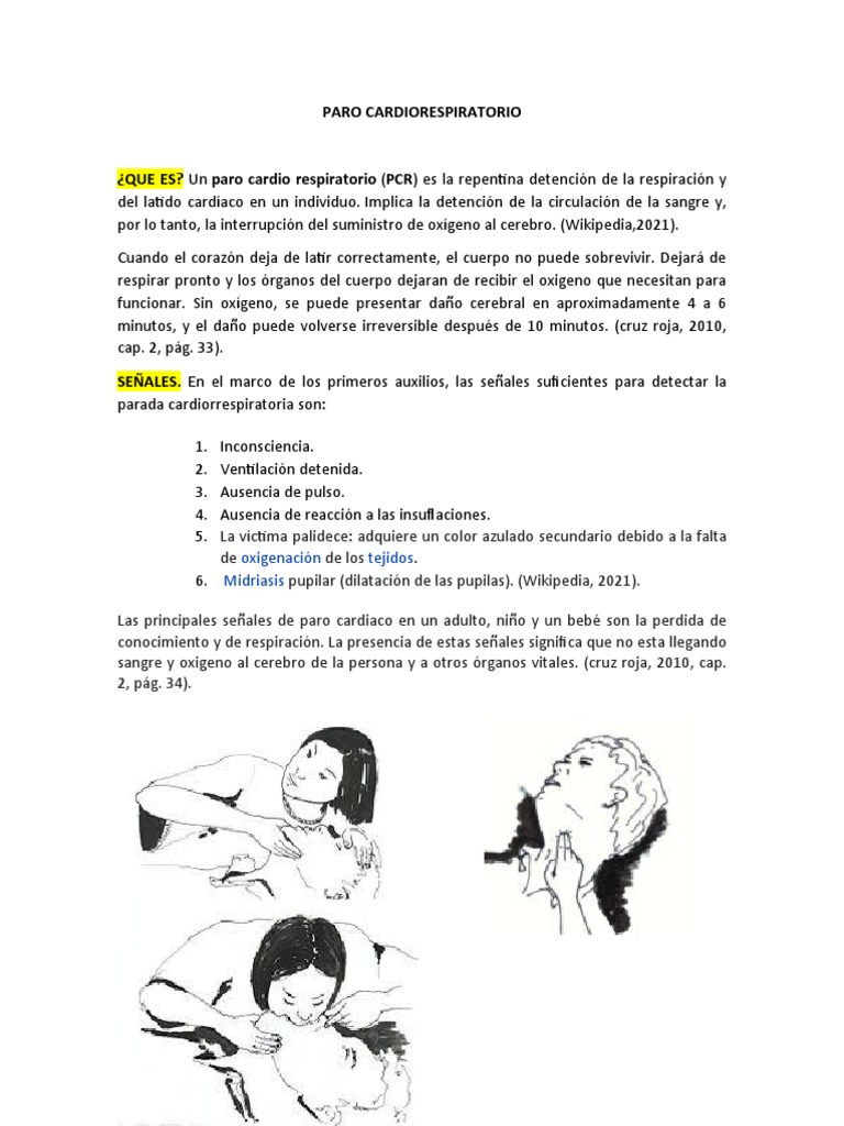 Paro Cardiorrespiratorio: Causas y RCP | PDF | Reanimación ...