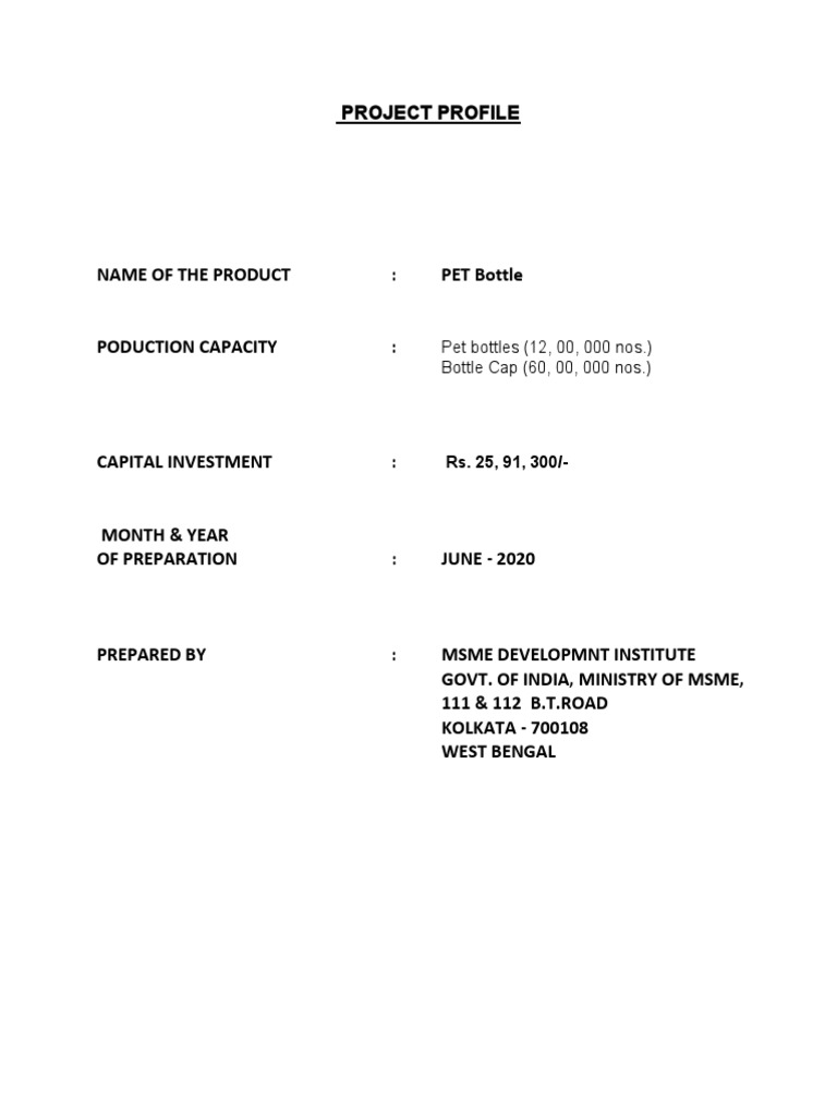 PETBottle Manufacturing Project | PDF | Extrusion | Plastic
