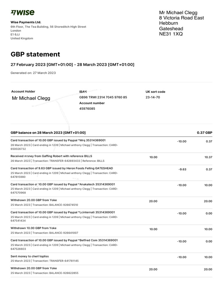 Balance - Statement 2 | PDF | Pay Pal | Banking