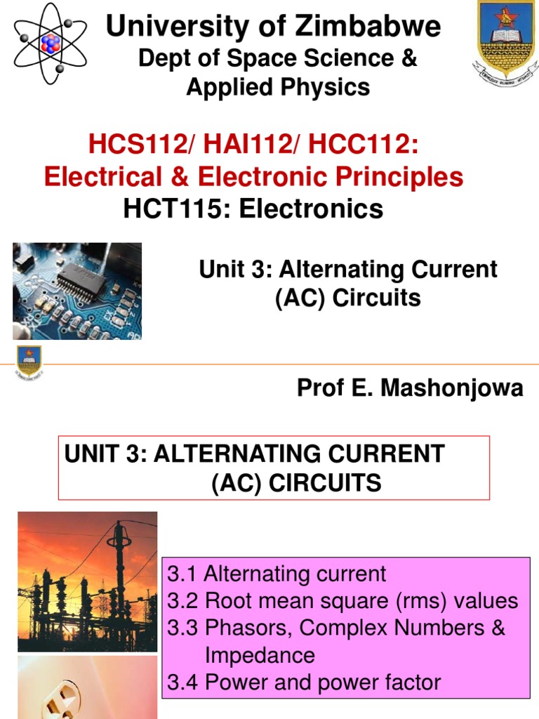 Unit 3 Alternating Current Circuits Pdf Electrical Impedance
