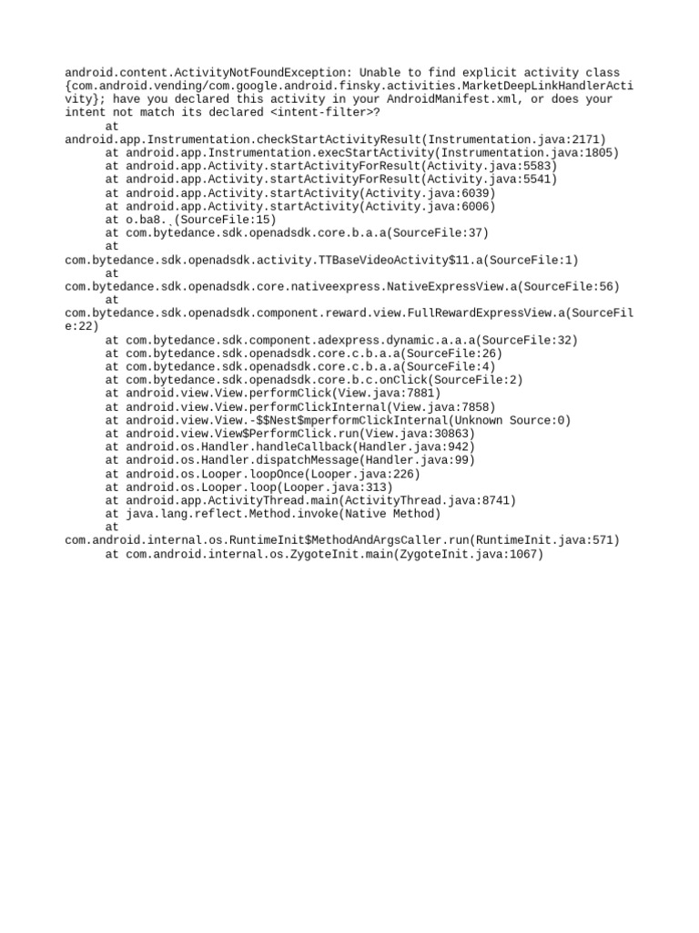 ActivityNotFoundException in Android | PDF