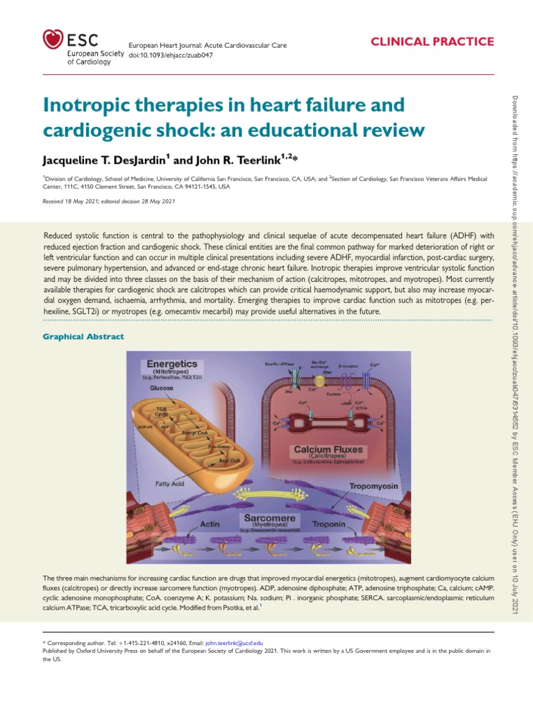 Inotropic Therapies in Heart Failure and Cardiogenic Shock: An ...