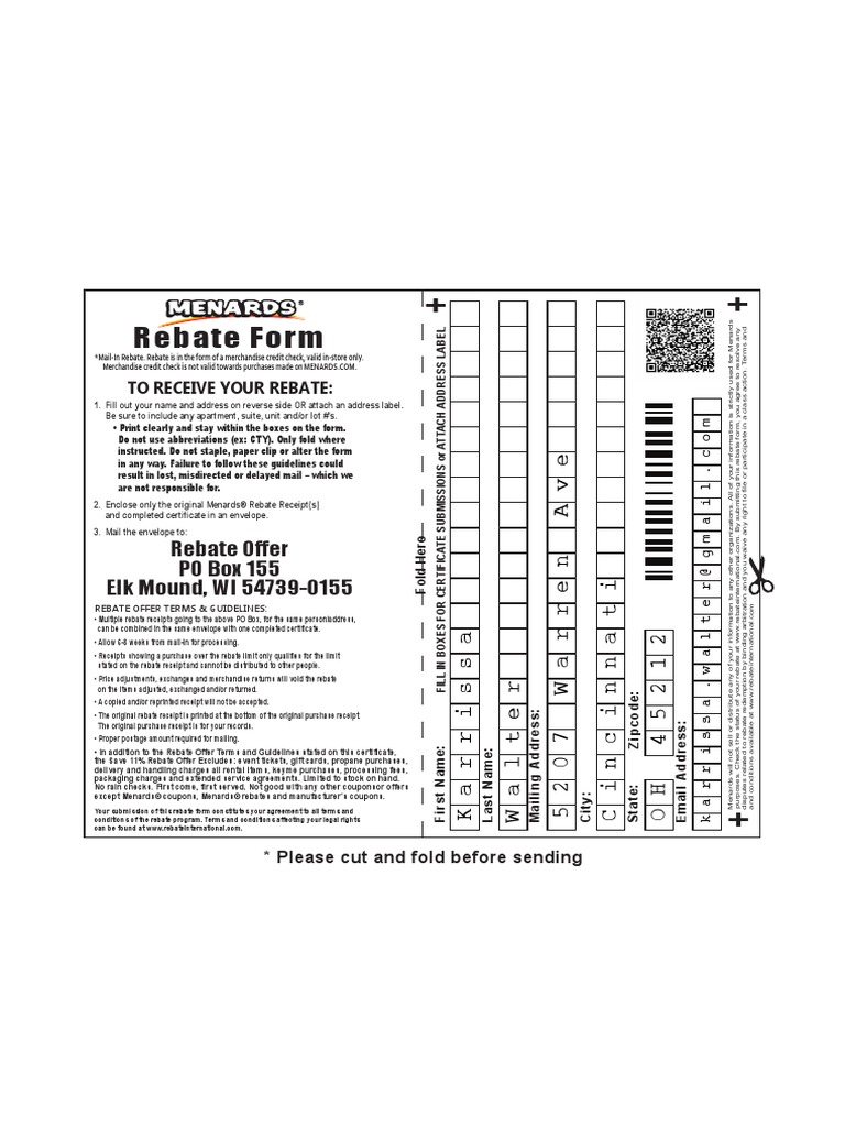Menards Rebate | PDF | Rebate (Marketing) | Receipt