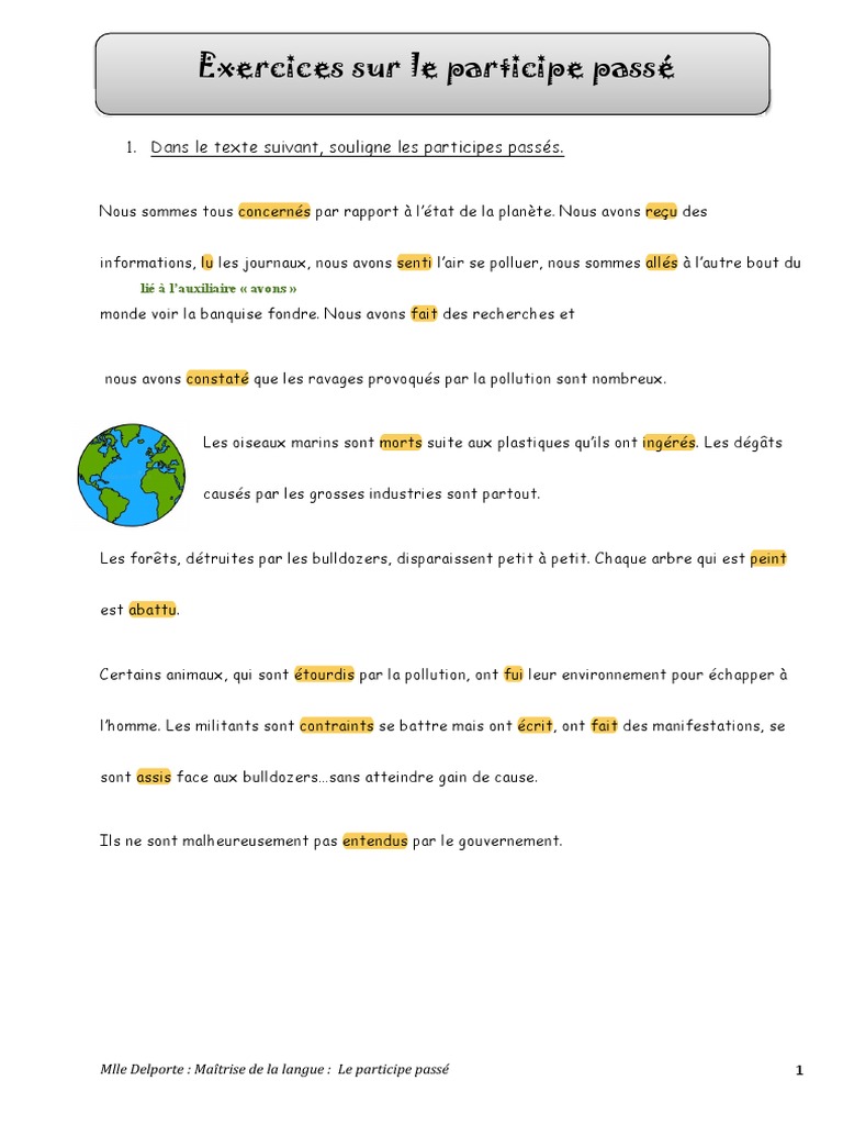 Maîtrise du participe passé en français | PDF | Arts du langage et ...