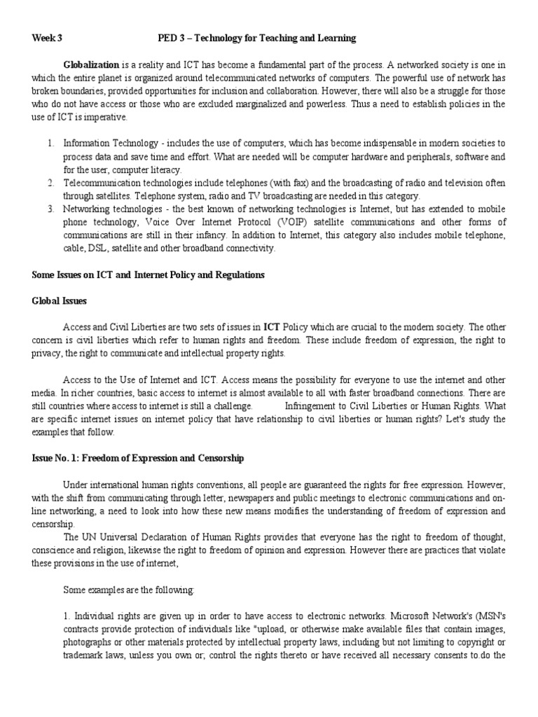 PED 203 Week 3 | PDF | Privacy | Internet PED 203 Week 3 | PDF | Privacy | Internet