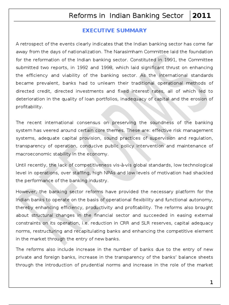 Indian Banking Sector Reforms | PDF | Reserve Bank Of India | Banks