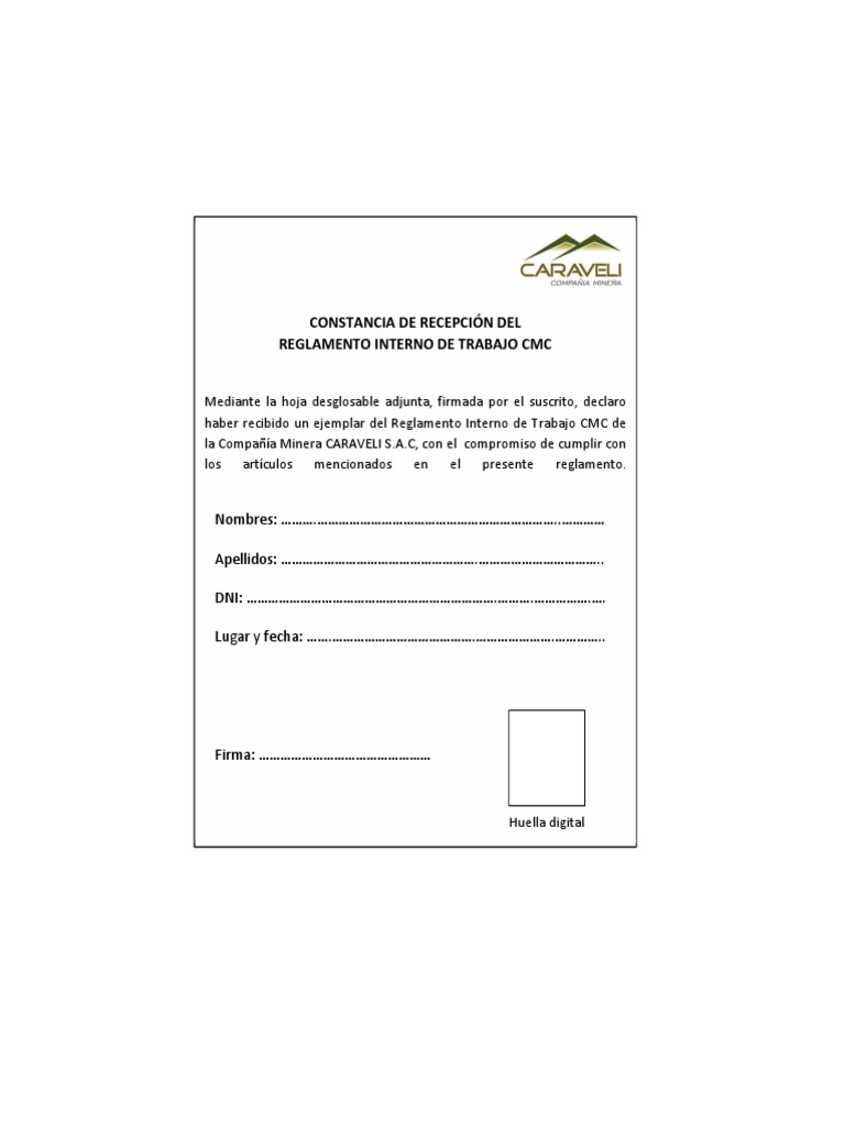 Reglamento Interno de Trabajo CMC - CARGO DIGITAL | PDF