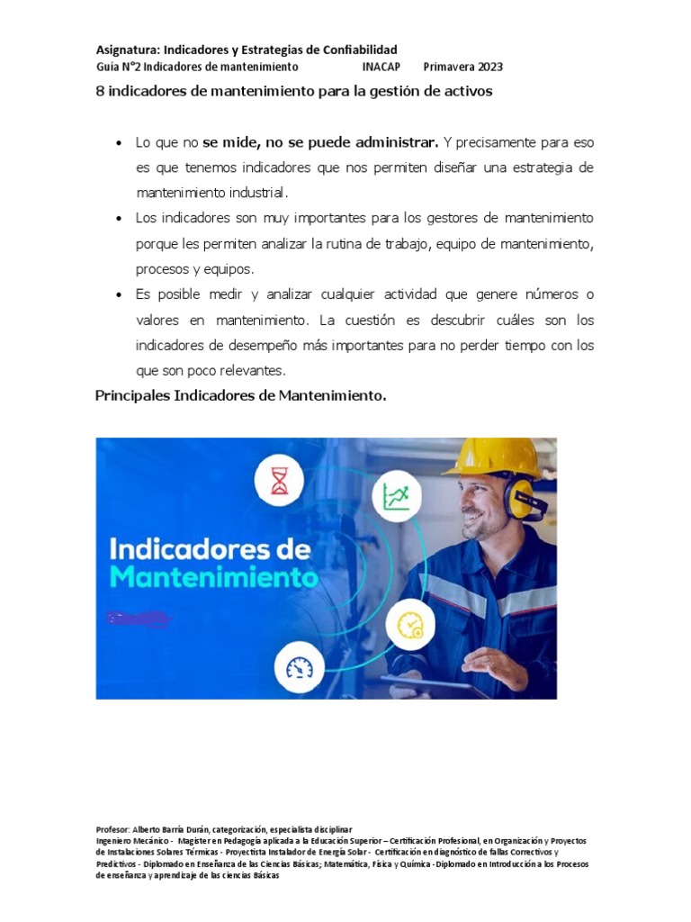 8 Indicadores de Mantenimiento para La Gestión de Activos | PDF | Ingeniería de confiabilidad ...