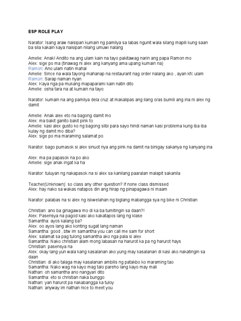 Esp Role Play | PDF