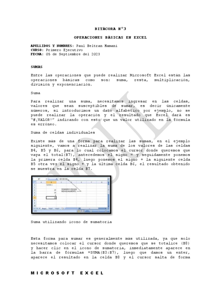 Bitacora 3 | PDF | Multiplicación | Microsoft Excel