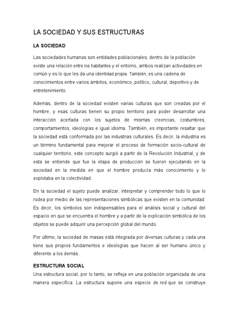 Estructuras y dinámicas sociales | PDF | Sociedad