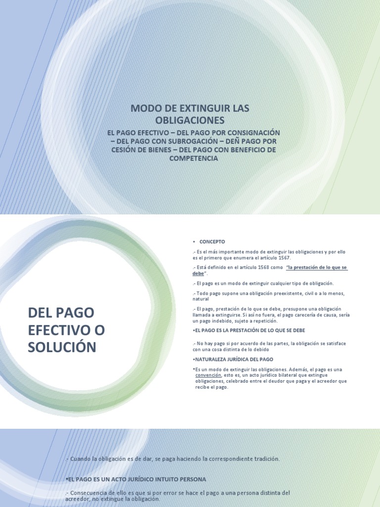 Modos de Extinguir - El Pago Efectivo | PDF | Pagos | Subrogación