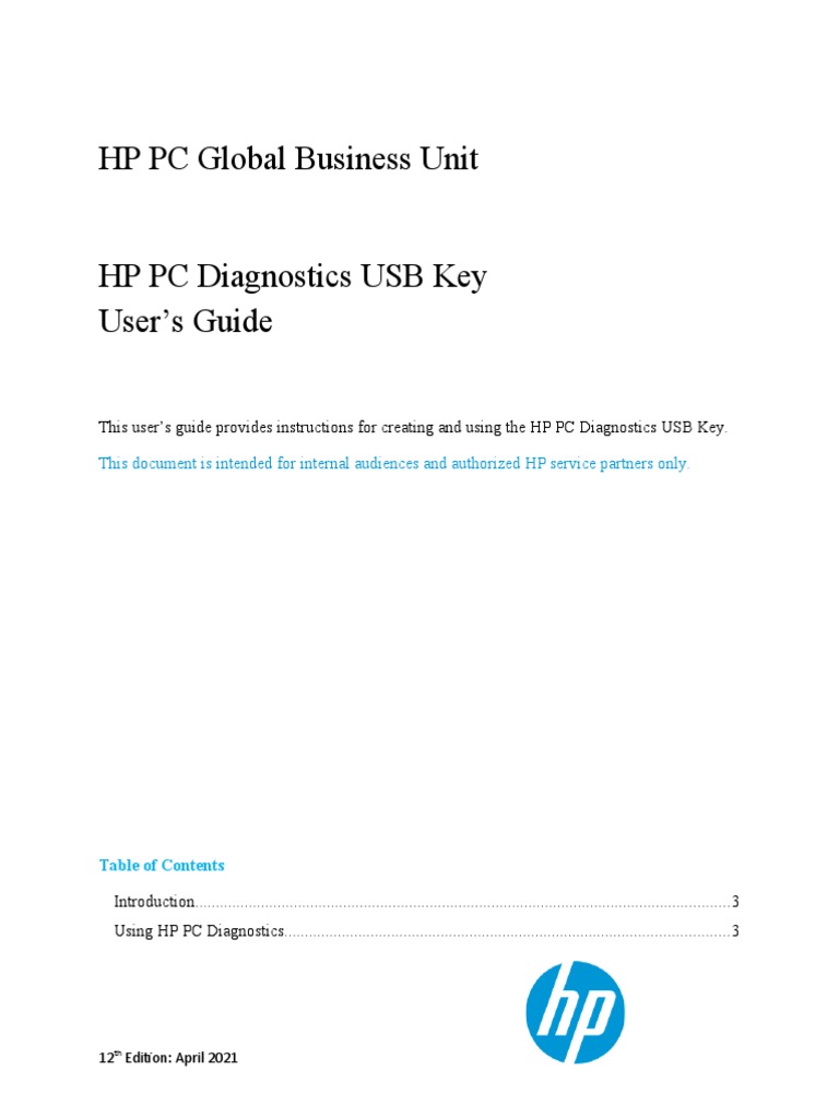 HP PC Diagnostics USB Key User Guide - Rev 12 (April 2021 Release ...