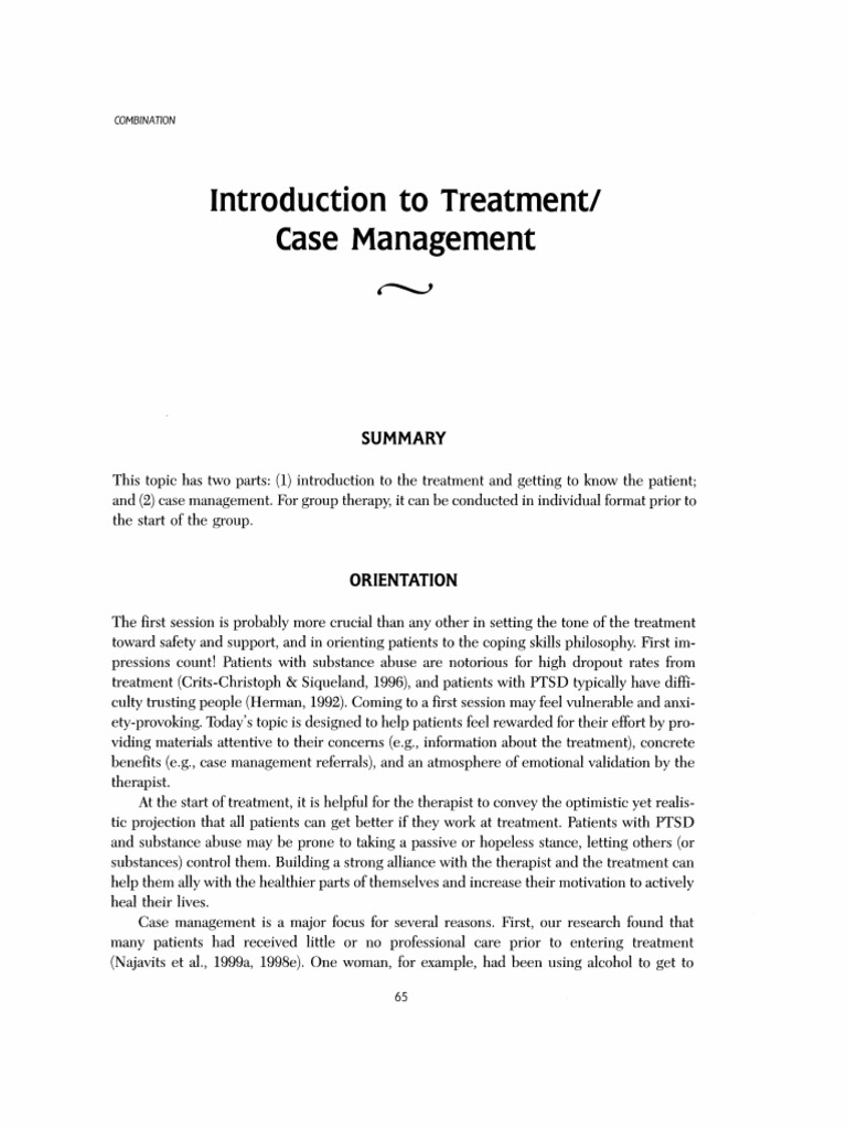 Intro To Treatment and Case Management | PDF | Psychotherapy | Therapy