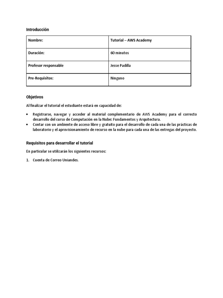 Tutorial - AWS Academy | PDF | Computación en la nube | Informática