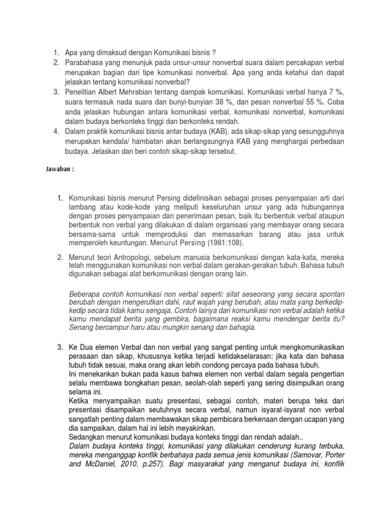 Tugas 1 Komunikasi Bisnis | PDF
