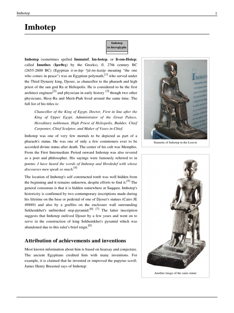 Imhotep | Download Free PDF | Ancient Egypt