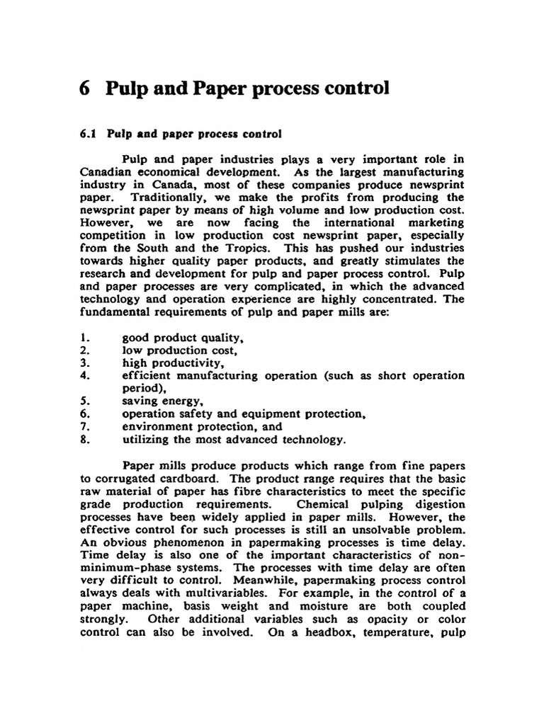 Pulp and Paper Process Control | PDF | Paper | Pulp (Paper)