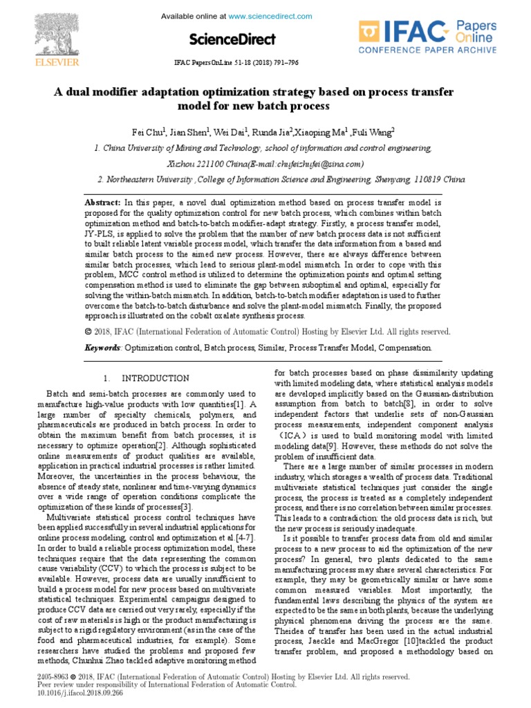 Dual Adaptation Strategy for Batch Process | PDF | Information | Science