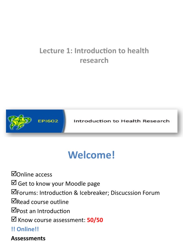 Lecture 1 - Introduction To Health Research | PDF | Theory | Science