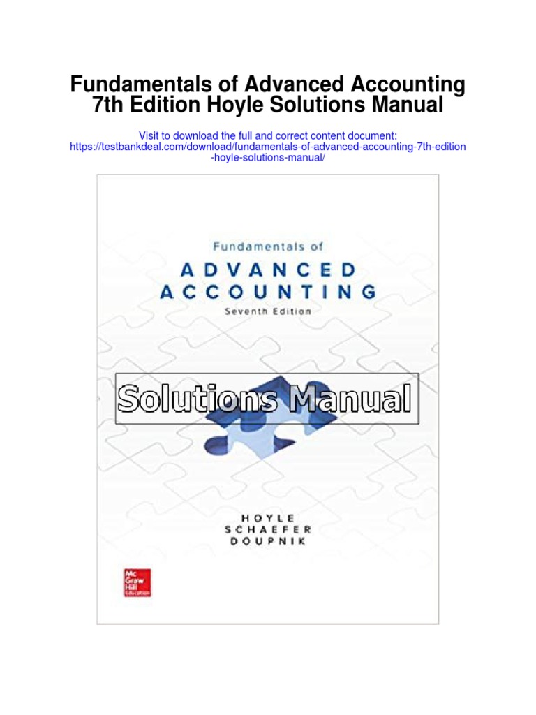 Fundamentals of Advanced Accounting 7th Edition Hoyle Solutions Manual | PDF | Fair Value ...