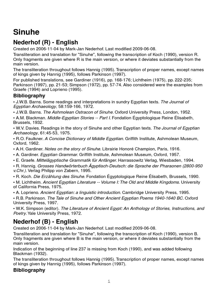 Sinuhe | PDF | Ancient Egypt