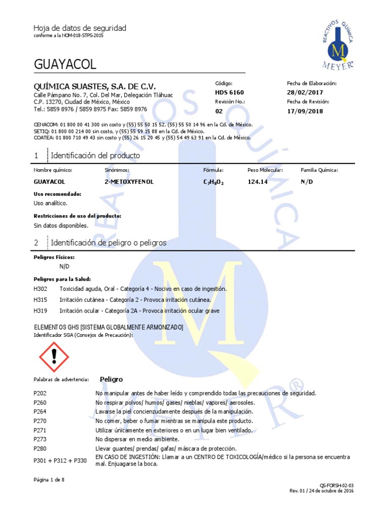 Guayacol | PDF | Residuos | Agua