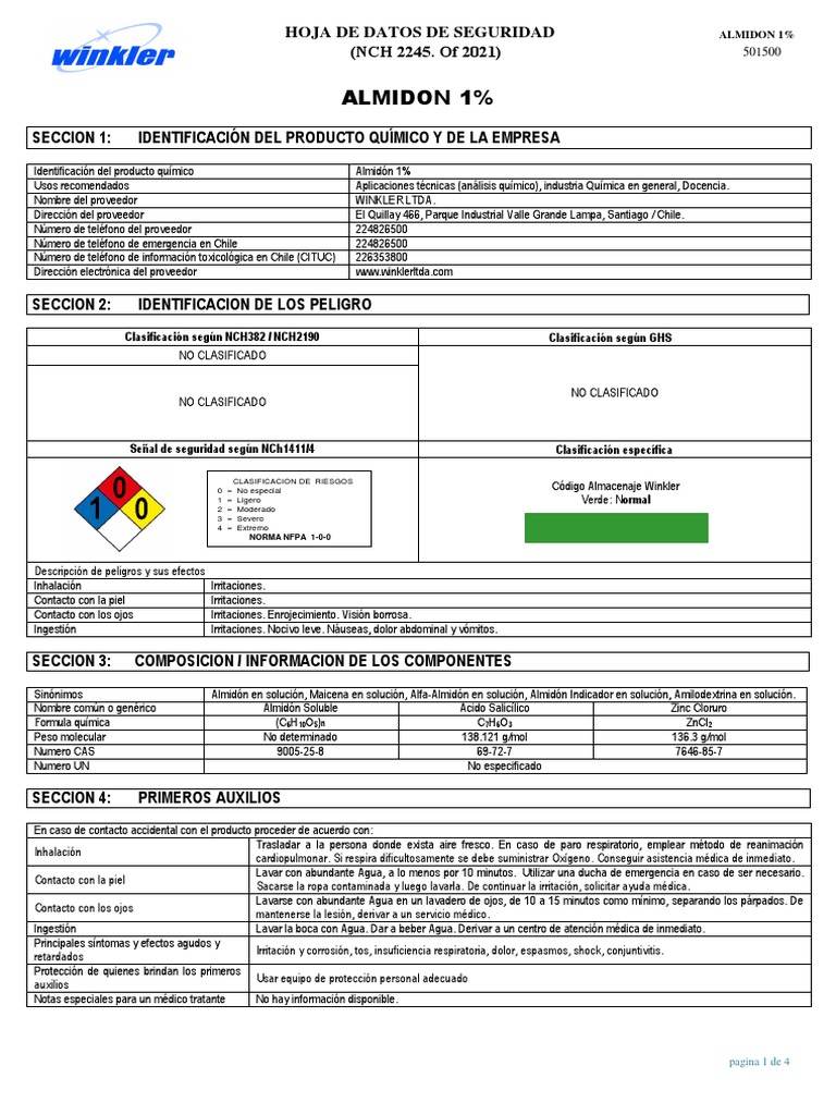 Almidon 1 | PDF | Agua | Dióxido de carbono