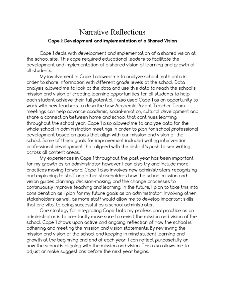 Narrative Reflections Assignments | PDF | Learning | Teachers