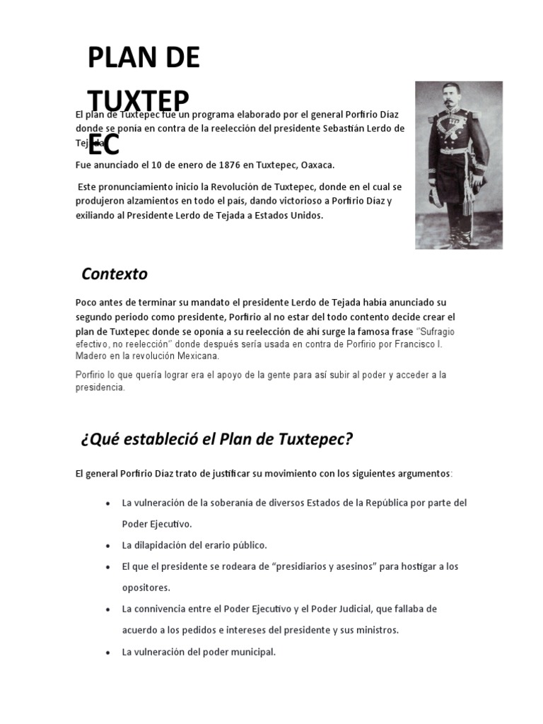 El Plan de Tuxtepec | PDF | Gobierno | México