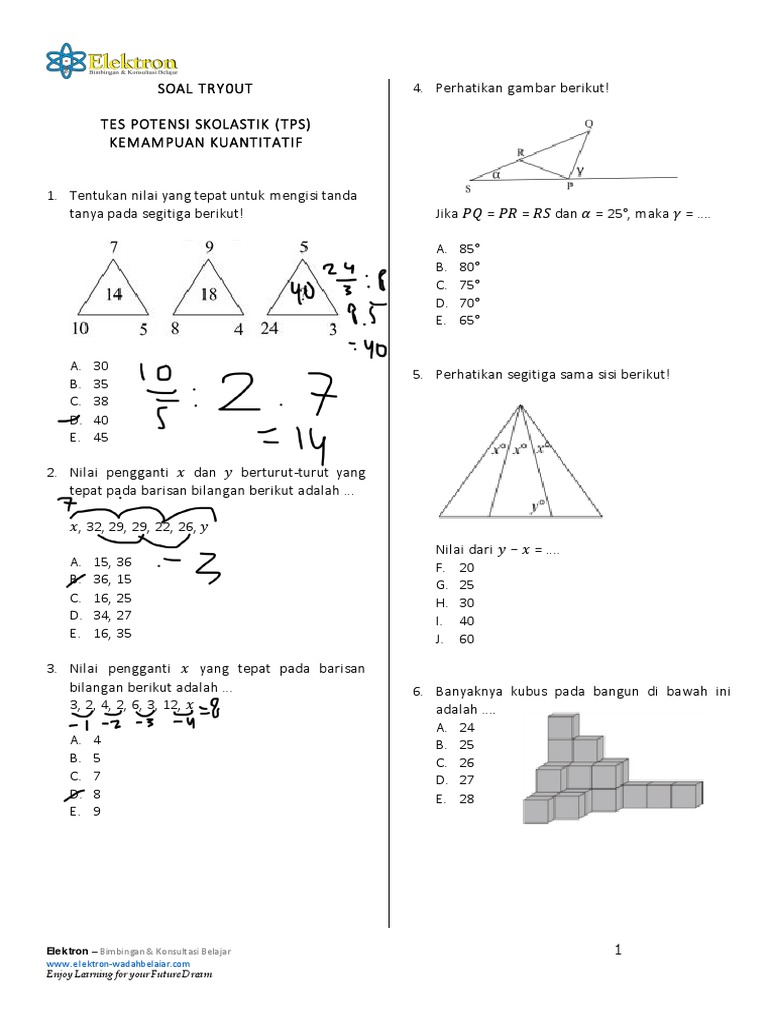 Soal To 1 Utbk SBMPTN Tps Kemampuan Kuantitatif (KK) | PDF