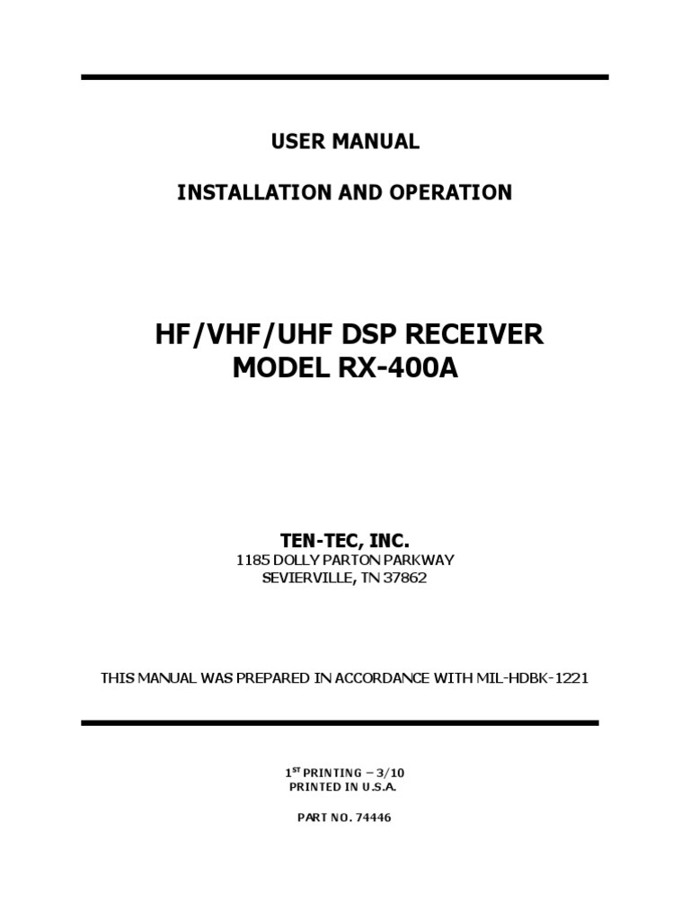 RX 400A - USERS - MANUAL 7 25 10rev | PDF | Digital Signal Processing | Detector (Radio)
