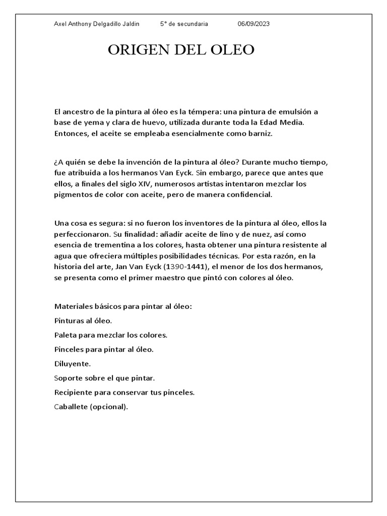 Origen Del Oleo | PDF