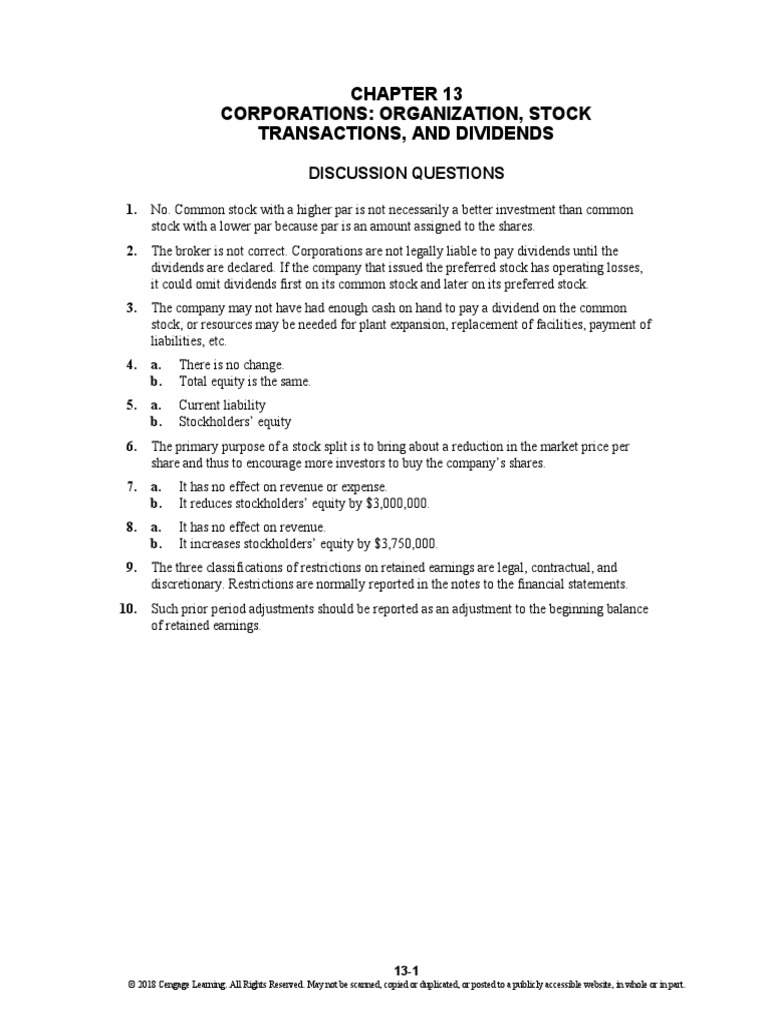 Stock Transactions and Dividends Overview | PDF | Retained Earnings ...