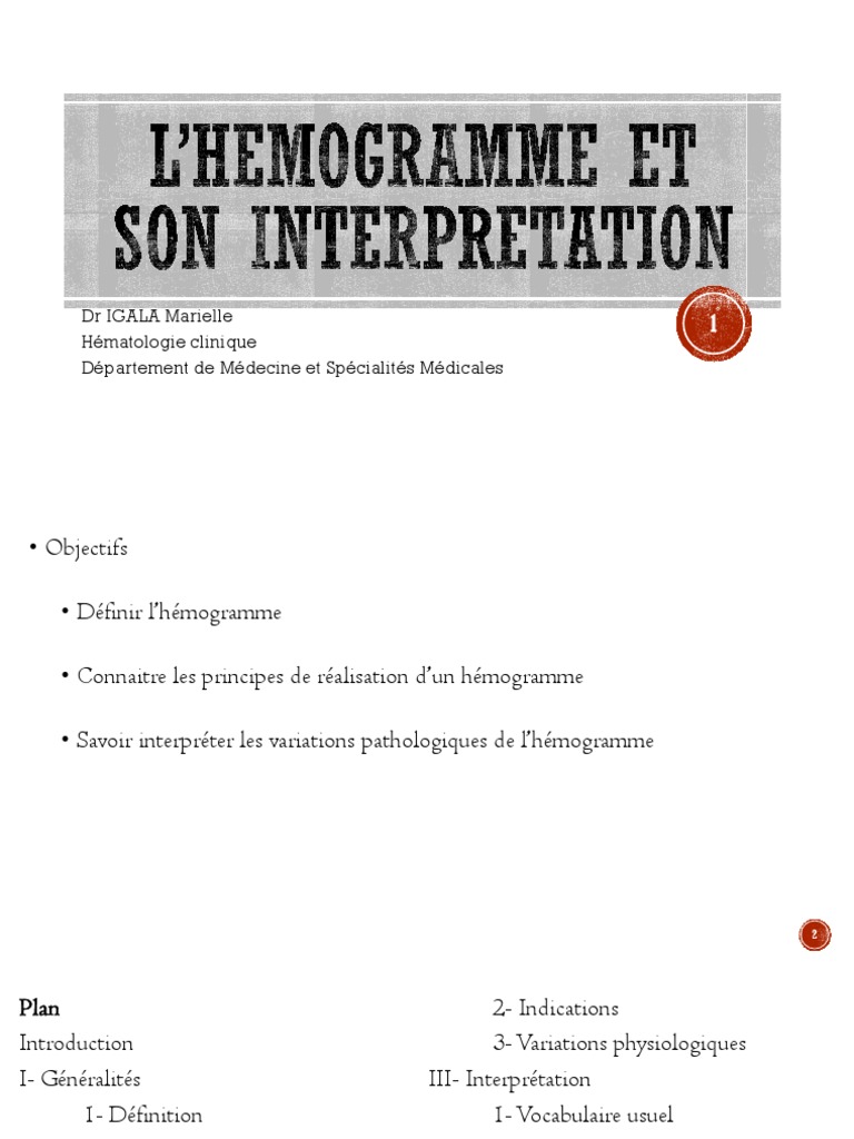 L'hemogramme Et Son Interpretation | PDF | Globule rouge | Globule blanc