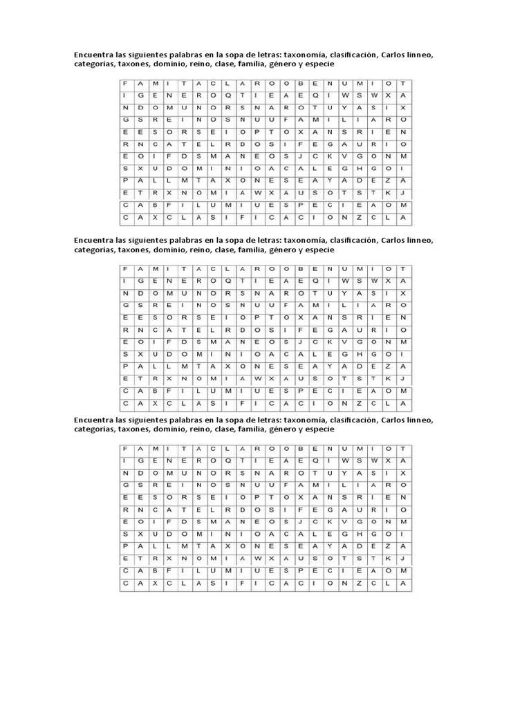 Sopa de Letras Taxonomia | PDF | Ciencias sociales