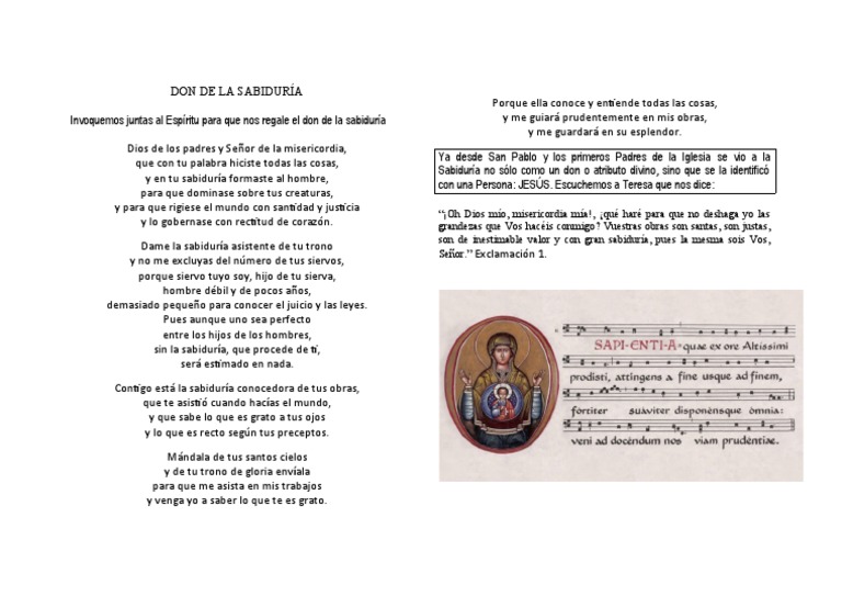 Don de La Sabiduría | PDF | Sabiduría | Creencia religiosa y doctrina