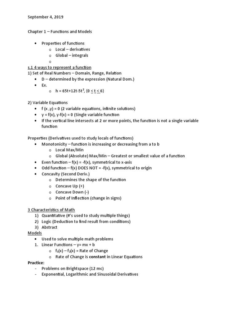 Chapter 1 - Functions and Models | PDF Chapter 1 - Functions and Models | PDF