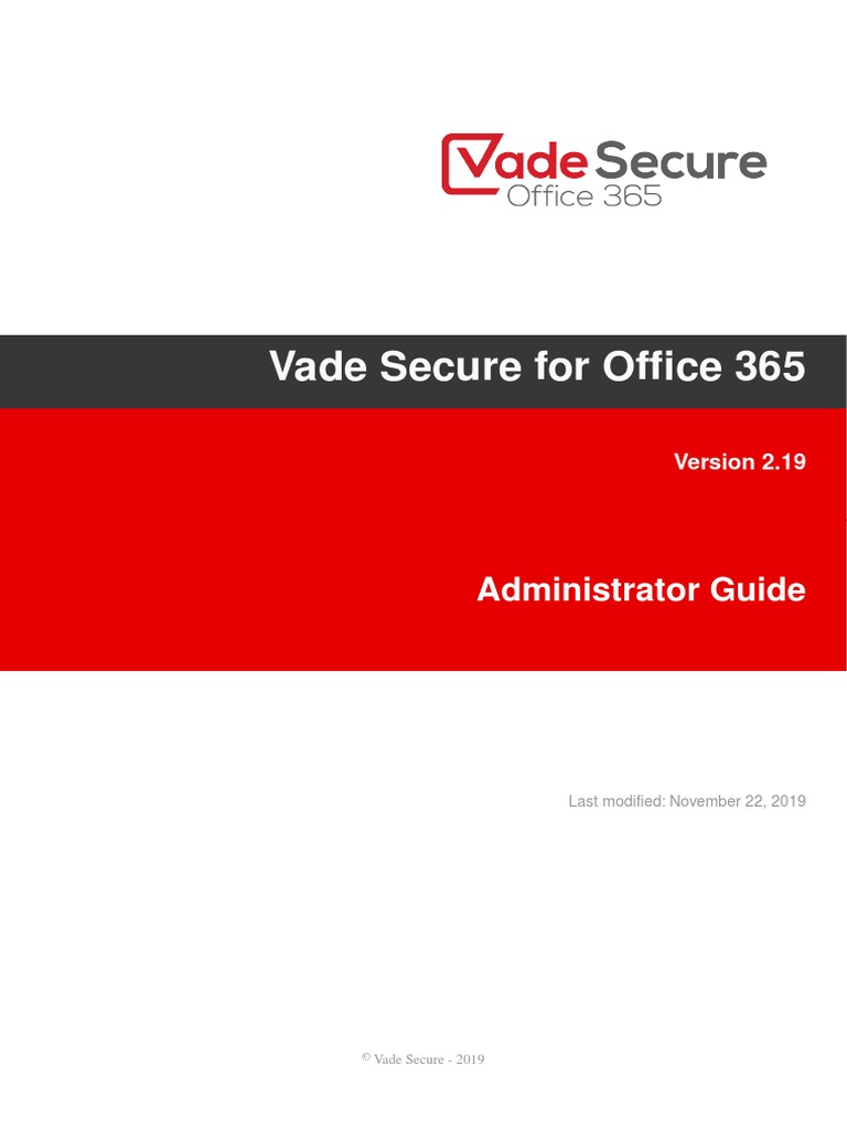 T195781 - Vade Office365 2.19 AdminGuide - EN | PDF | Email Spam | Phishing