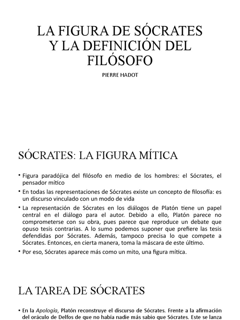 Hadot - La Figura de Sócrates y La Definición Del Filósofo | PDF ...