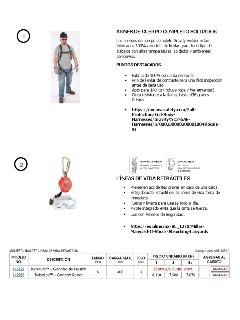 Epp Trabajo en Alturas | PDF | Materiales