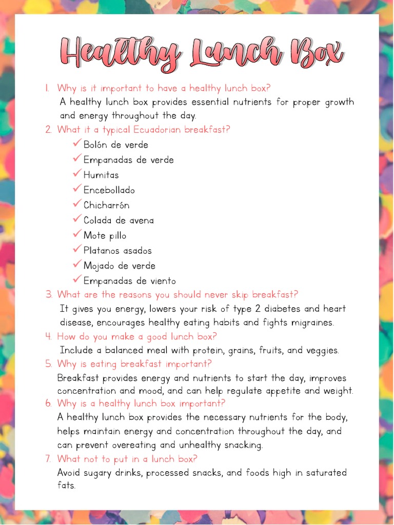 Essential Guide to Healthy Lunch Boxes | PDF