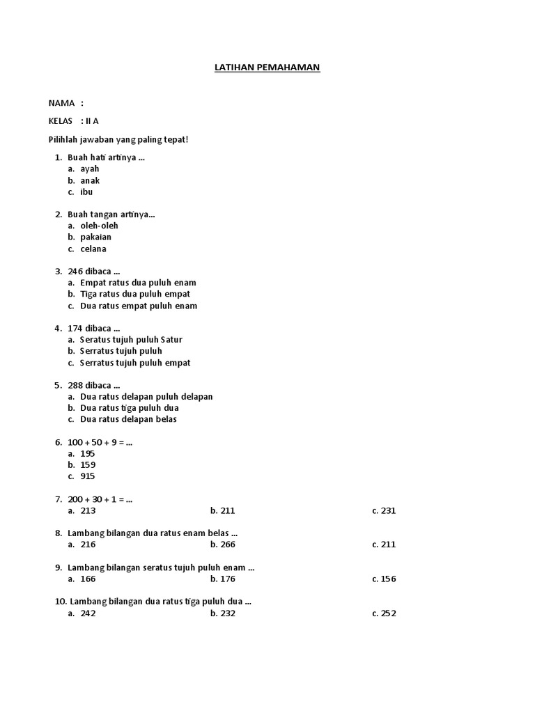 Latihan Pemahaman | PDF | Metode & Bahan Ajar | Griya & Taman