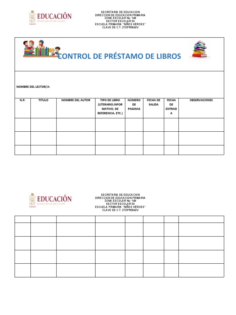 Formato de Registro de Prestamo de Libros | PDF