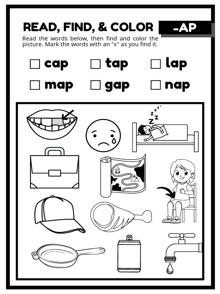 Read, Find, and Color CVC Word Family Worksheet | Download Free PDF ...