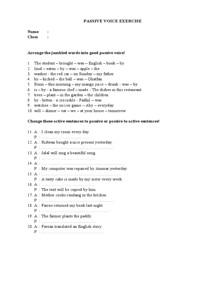 Passive Voice Exercise | PDF