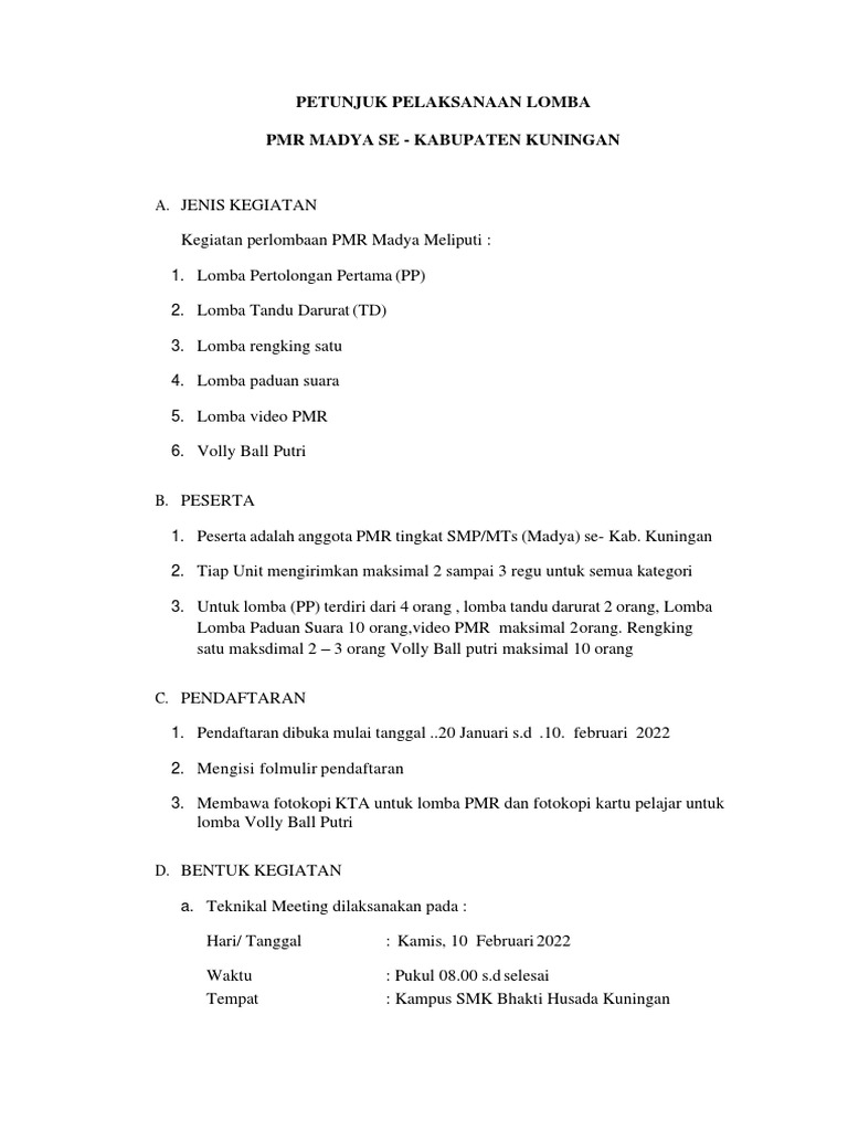 Lomba PMR Madya Kuningan 2022 | PDF