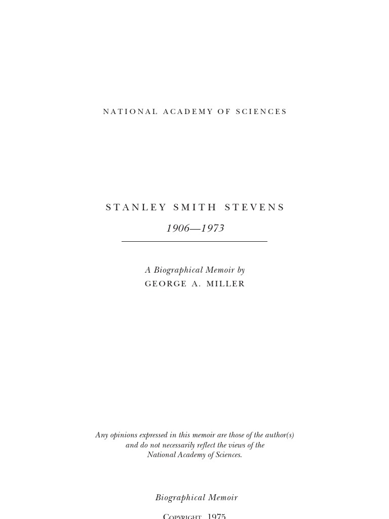 Stanley Smith Stevens: National Academy of Sciences | PDF ...