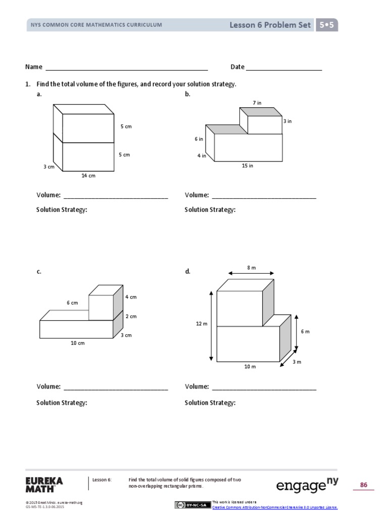Lesson 6 Problem Set: Nys Common Core Mathematics Curriculum | PDF | Volume