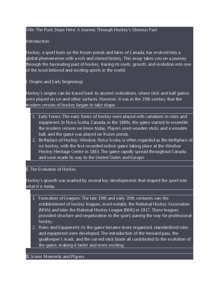 The History of Hockey | PDF | Ice Hockey | Indoor Sports